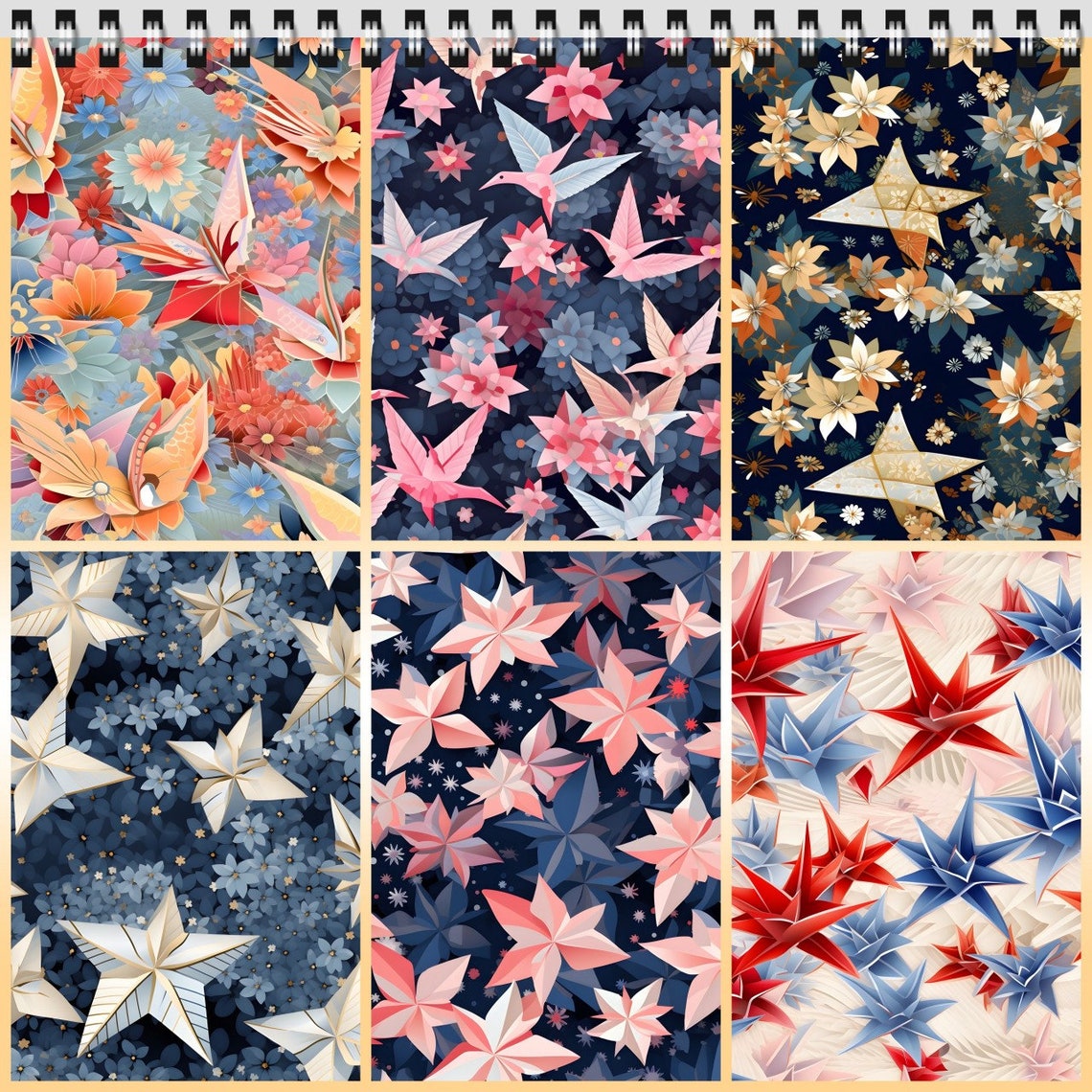 Seamless Japanese Chiyogami Pattern, 12 Different Images, Digital Washi ...