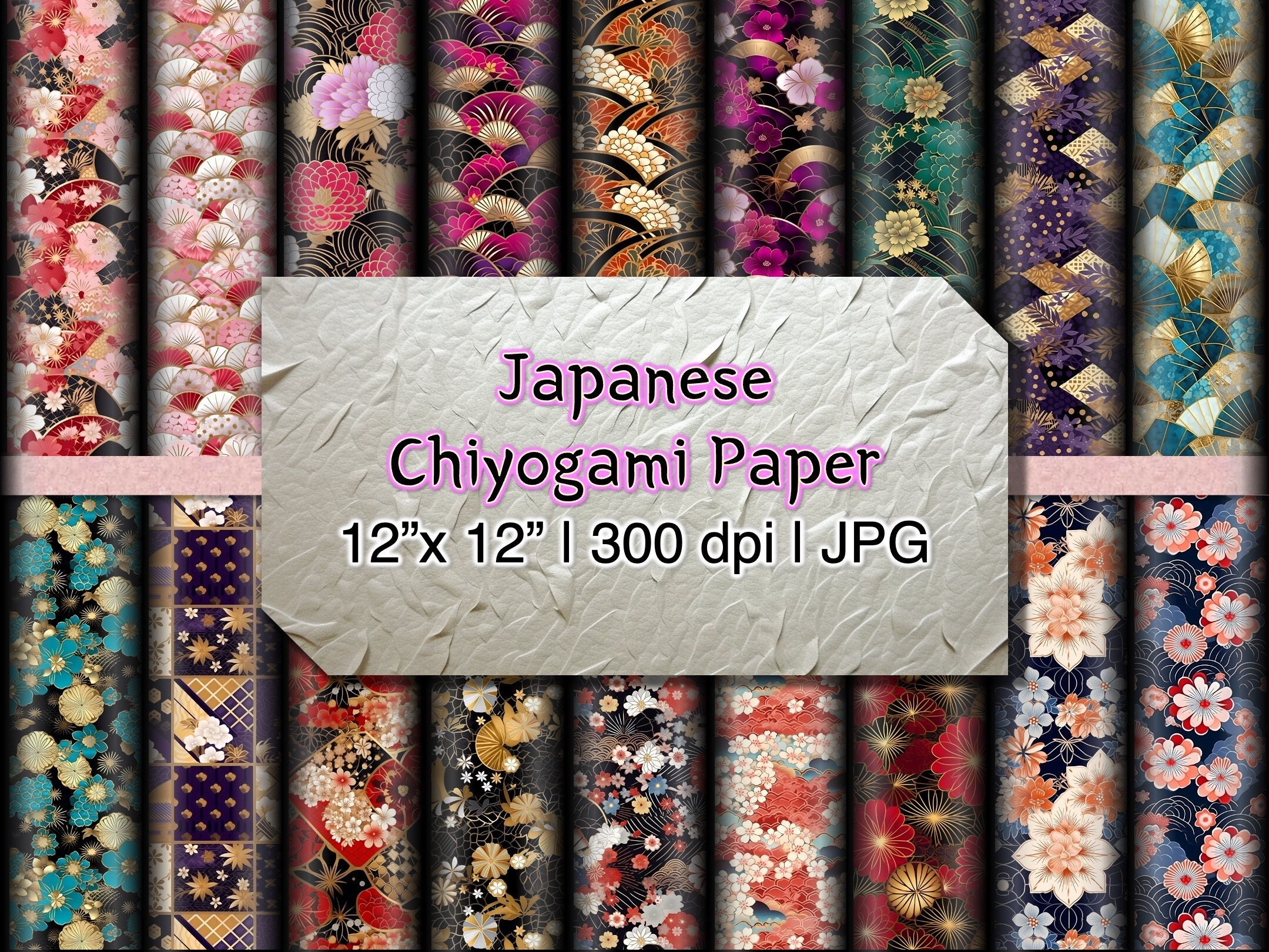 Seamless Digital Chiyogami Patterns Traditional Japanese Washi Paper ...