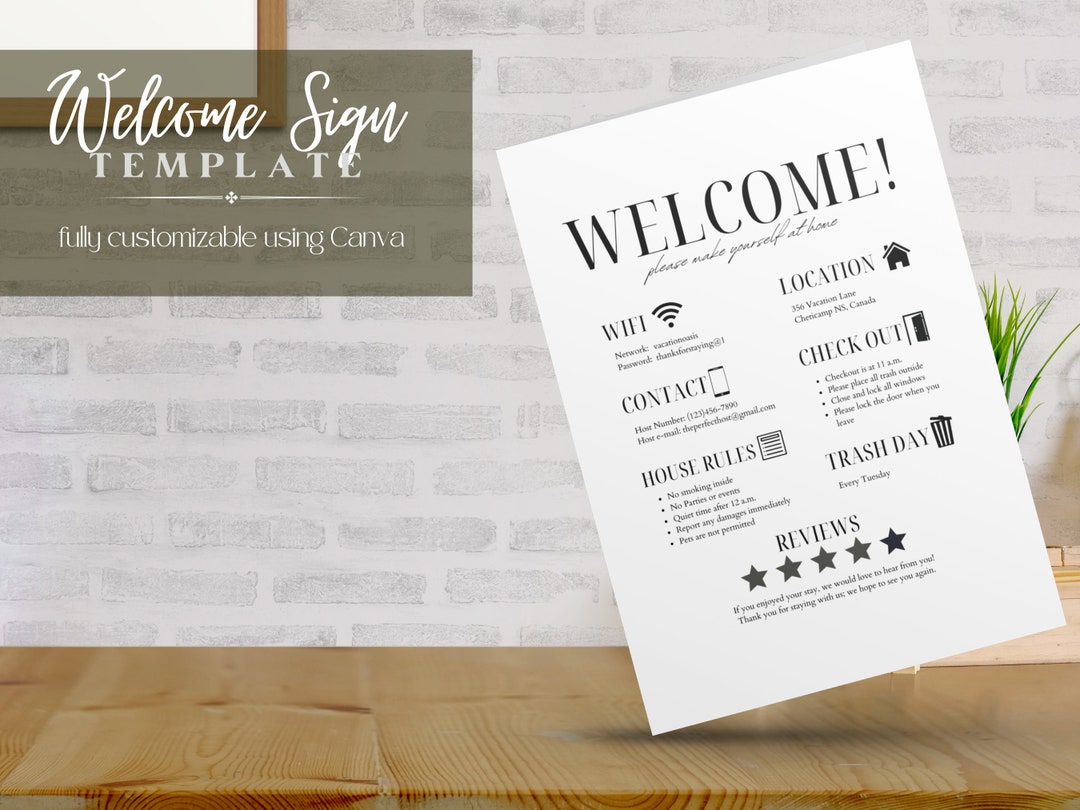 Welcome Sign Template | Vacation Rental Template | Super Host Templates ...