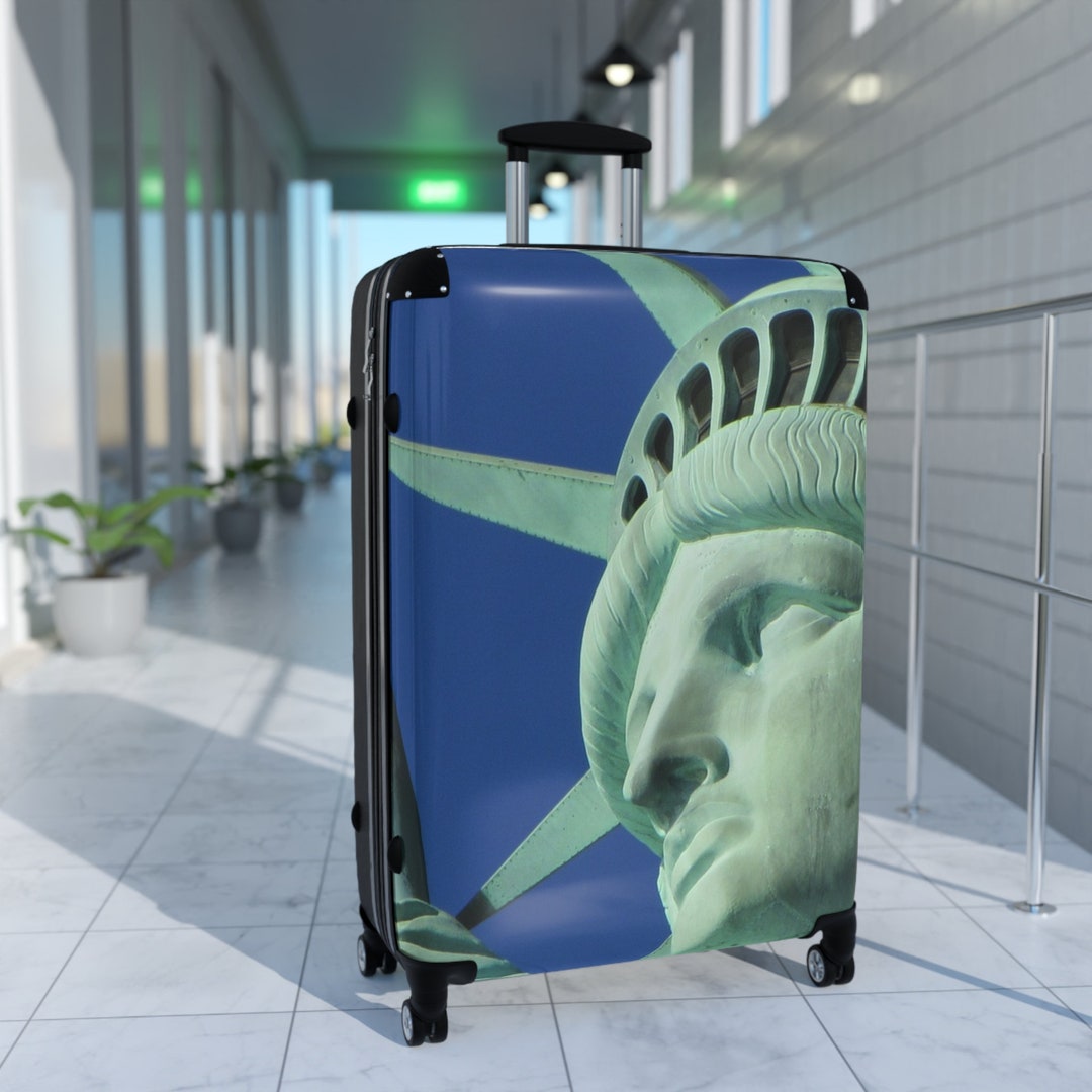 Statue of Liberty Blue Suitcase, Unique Suitcase, Patriotic, Patriotic ...
