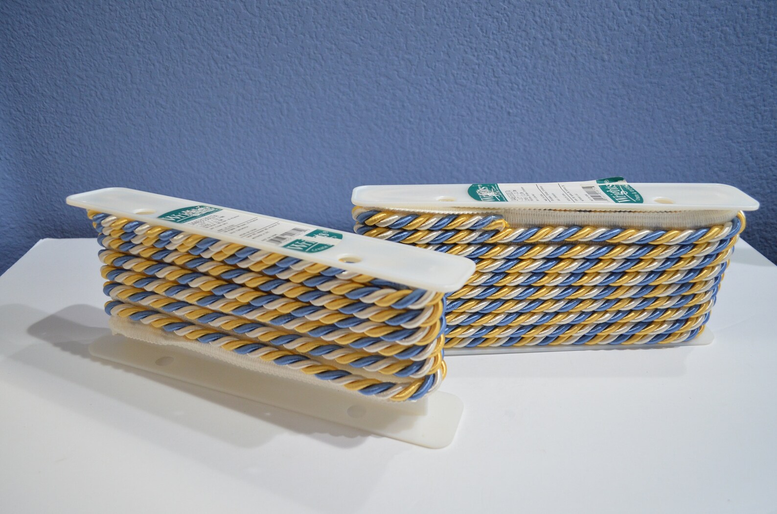 Wright's Lip Cord Trim in Classic Blue, White, and Yellow, 16 Yards NEW ...