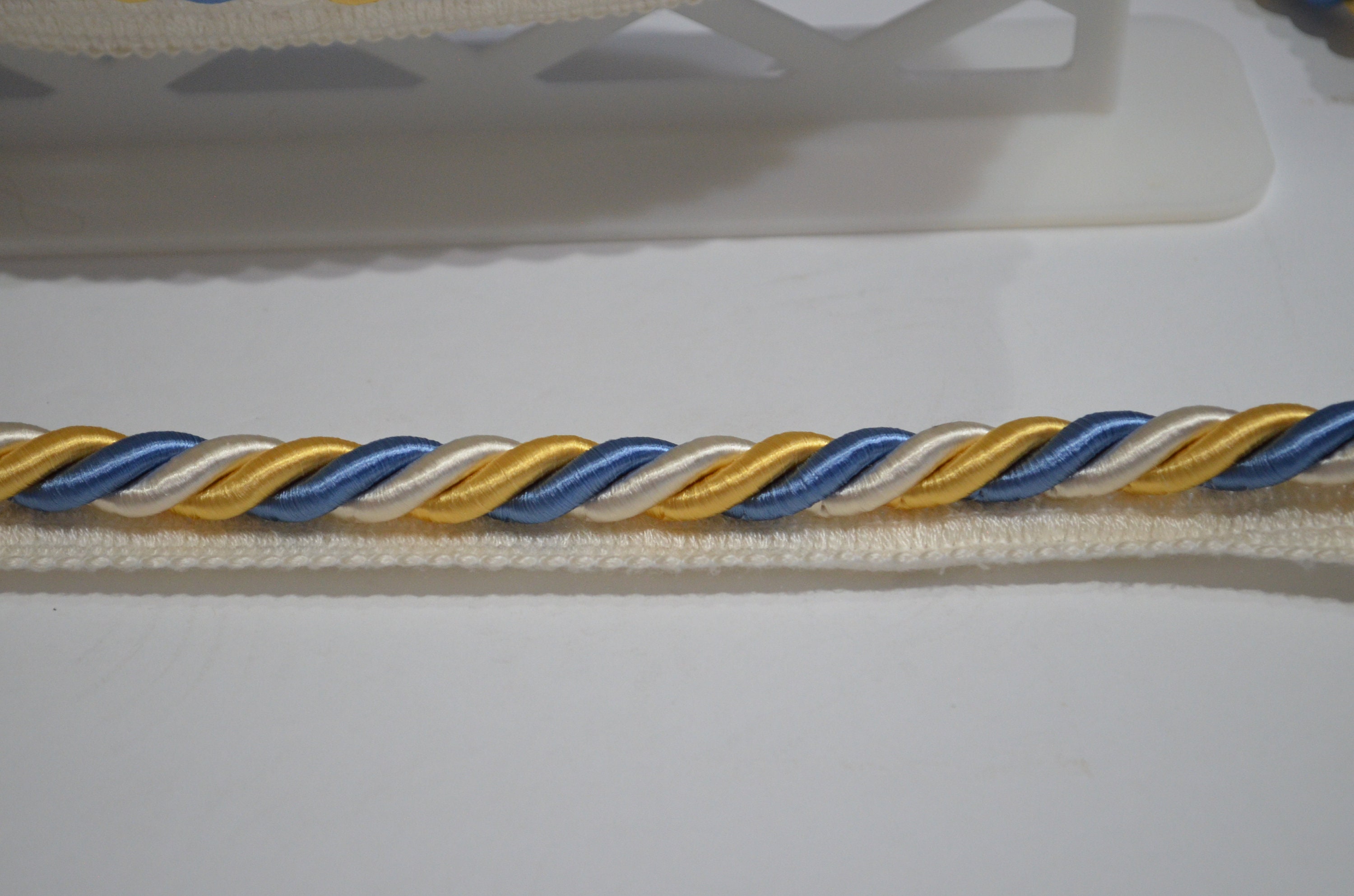 Wright's Lip Cord Trim in Classic Blue, White, and Yellow, 16 Yards NEW ...