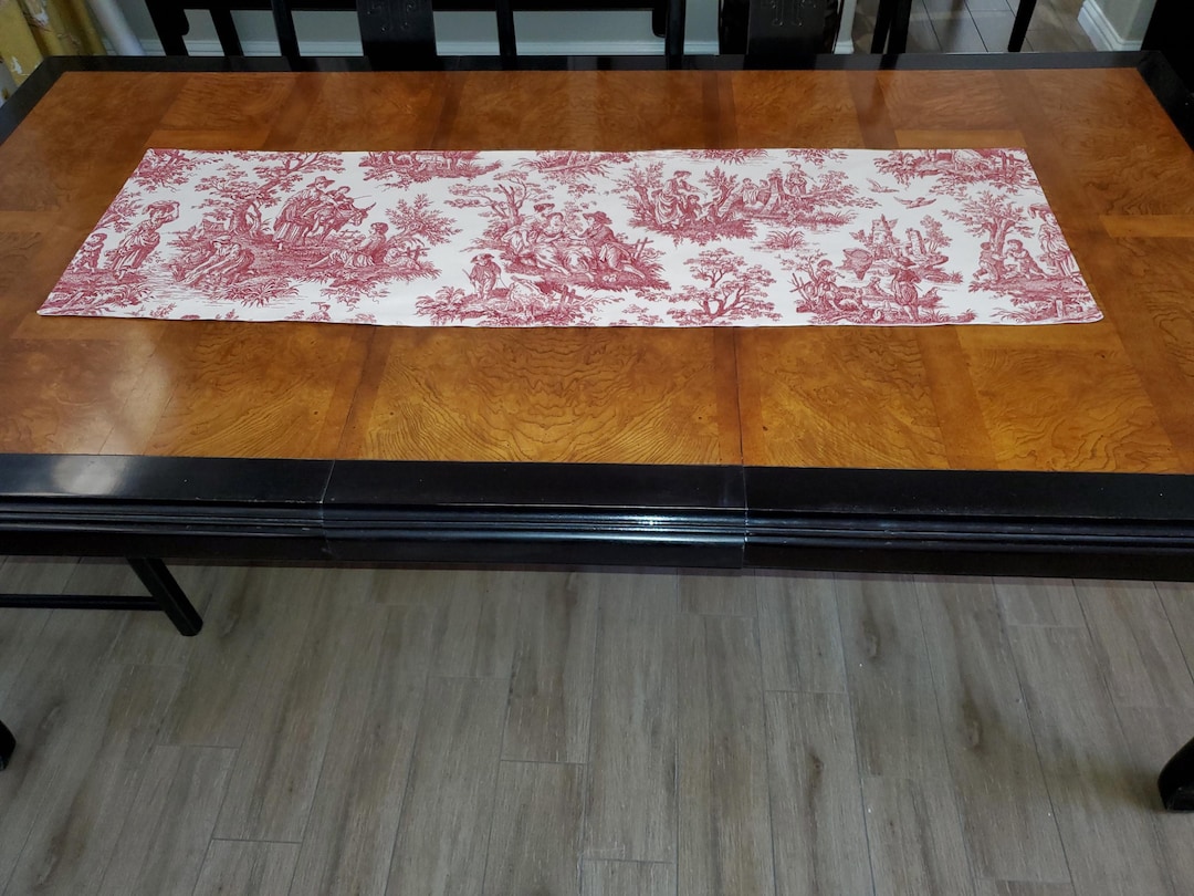 Waverly Country Life Red and Cream Toile Table Runner, Lined, 54 X 16 ...