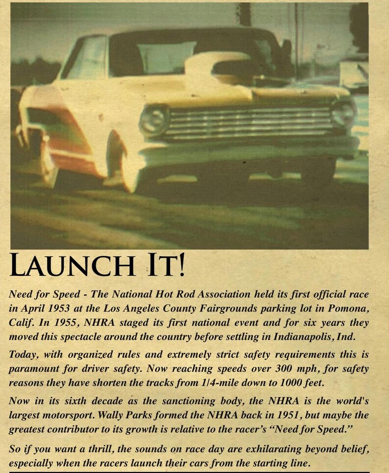 Drag Racing Art Print - Memorabilia Poster - Sports Dictionary - Etsy