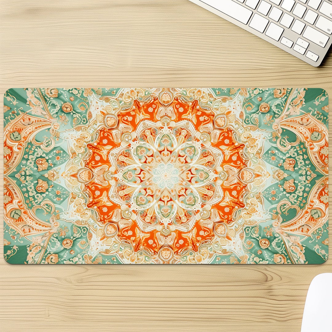Retro Boho Desk Mat, Extended Mouse Pad, Floral Mouse Pad, Keyboard Mat ...