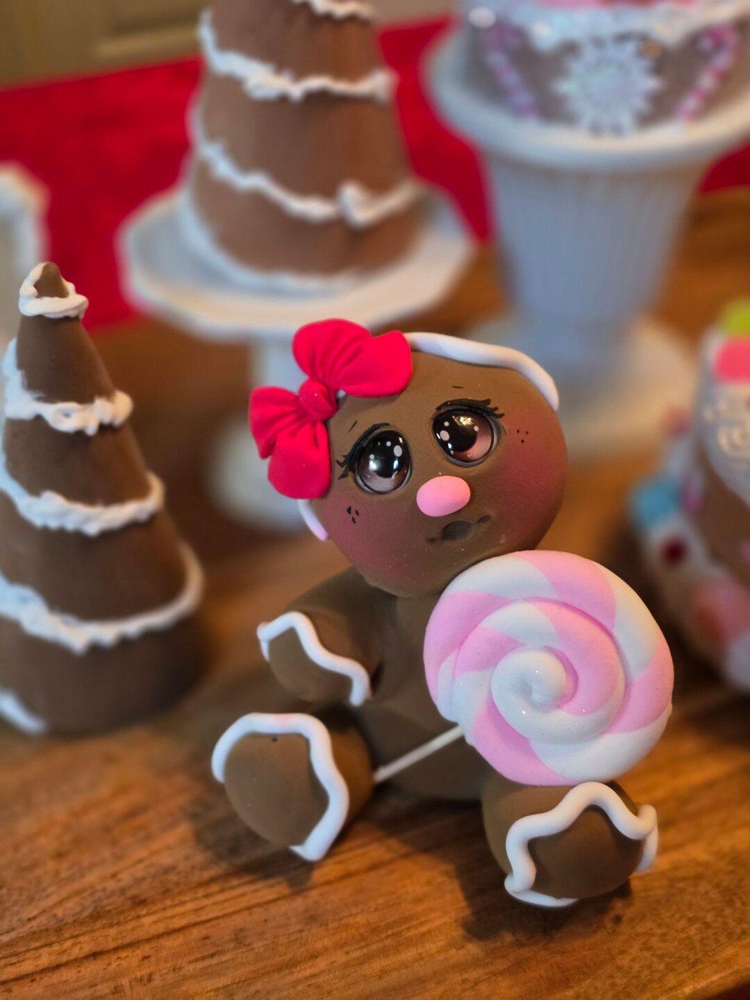 6-piece Gingerbread Set, Christmas Decor, Tiered Tray/coffee Bar, Pink ...