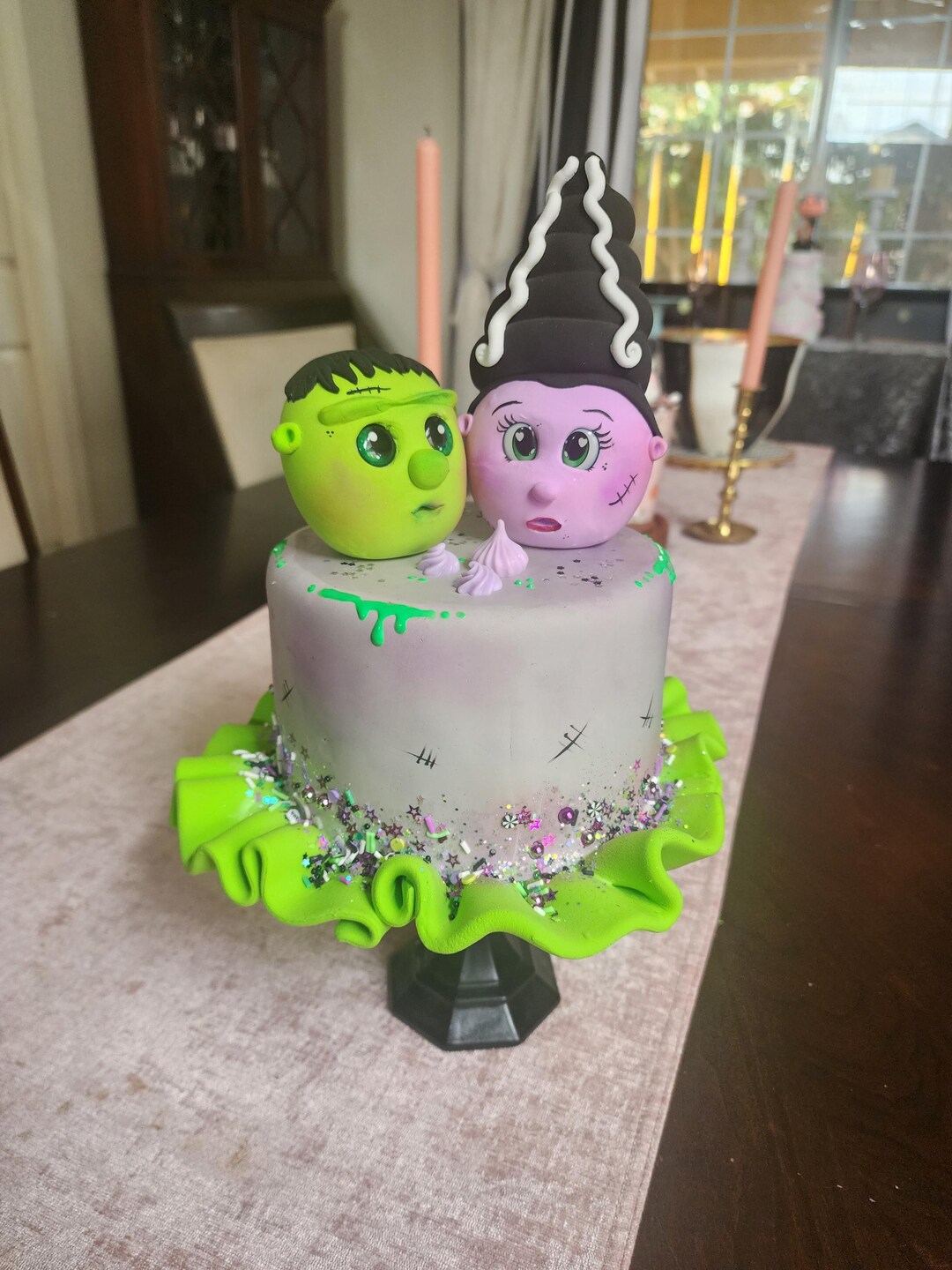 Spooky Bakery Halloween Cake, Handmade Frankenstein and Bride Fakebake ...