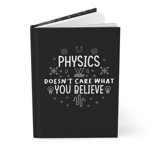 Physics Themed Hardcover Journal, Science Lover Notebook, Matte Black ...