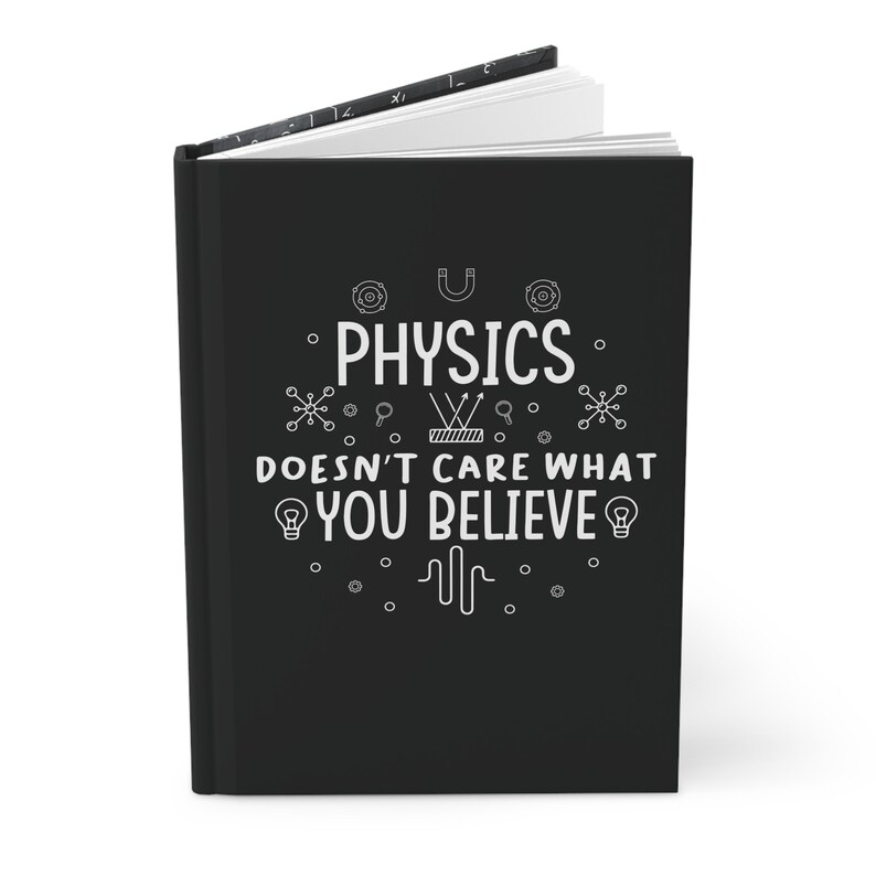Physics Themed Hardcover Journal, Science Lover Notebook, Matte Black ...