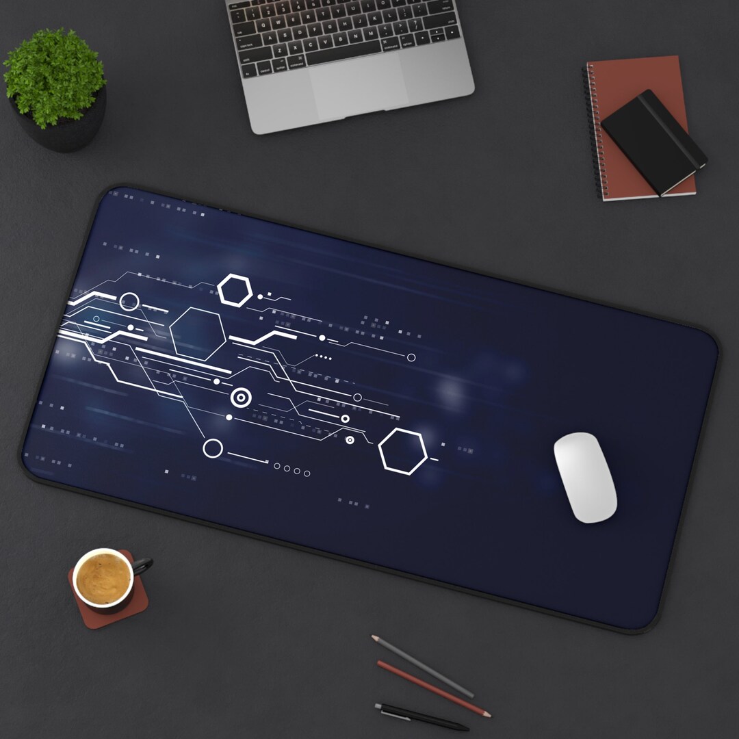 Desk Mat Futuristic Hexagonal Pattern, Tech Aesthetic Office Decor ...