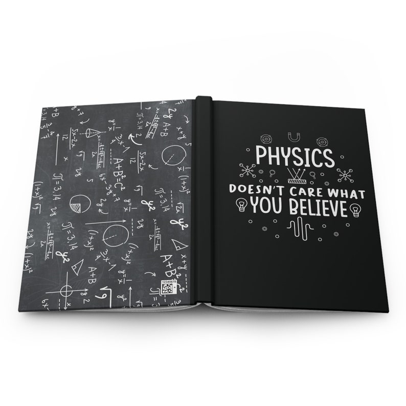 Physics Themed Hardcover Journal, Science Lover Notebook, Matte Black ...