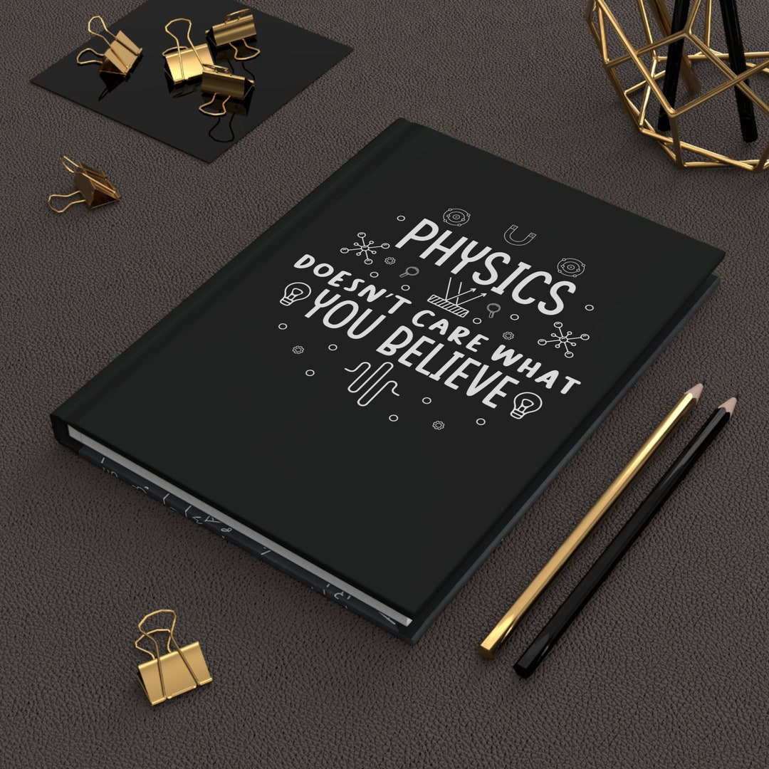 Physics Themed Hardcover Journal, Science Lover Notebook, Matte Black ...