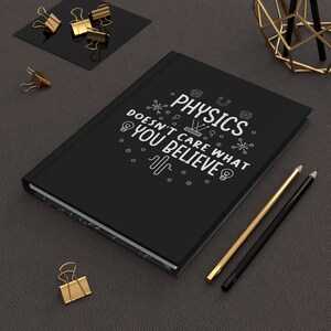 Physics Themed Hardcover Journal, Science Lover Notebook, Matte Black ...