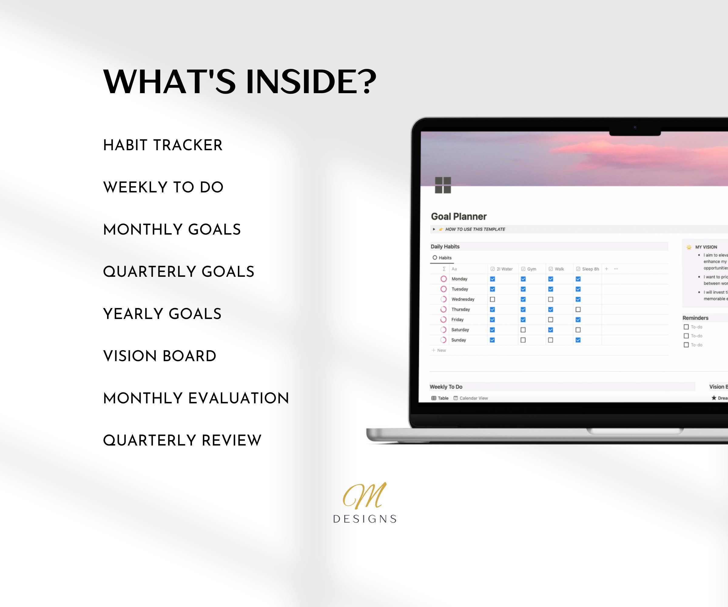 2024 Notion Template for Quarterly Goals Notion Habit Tracker New Year ...