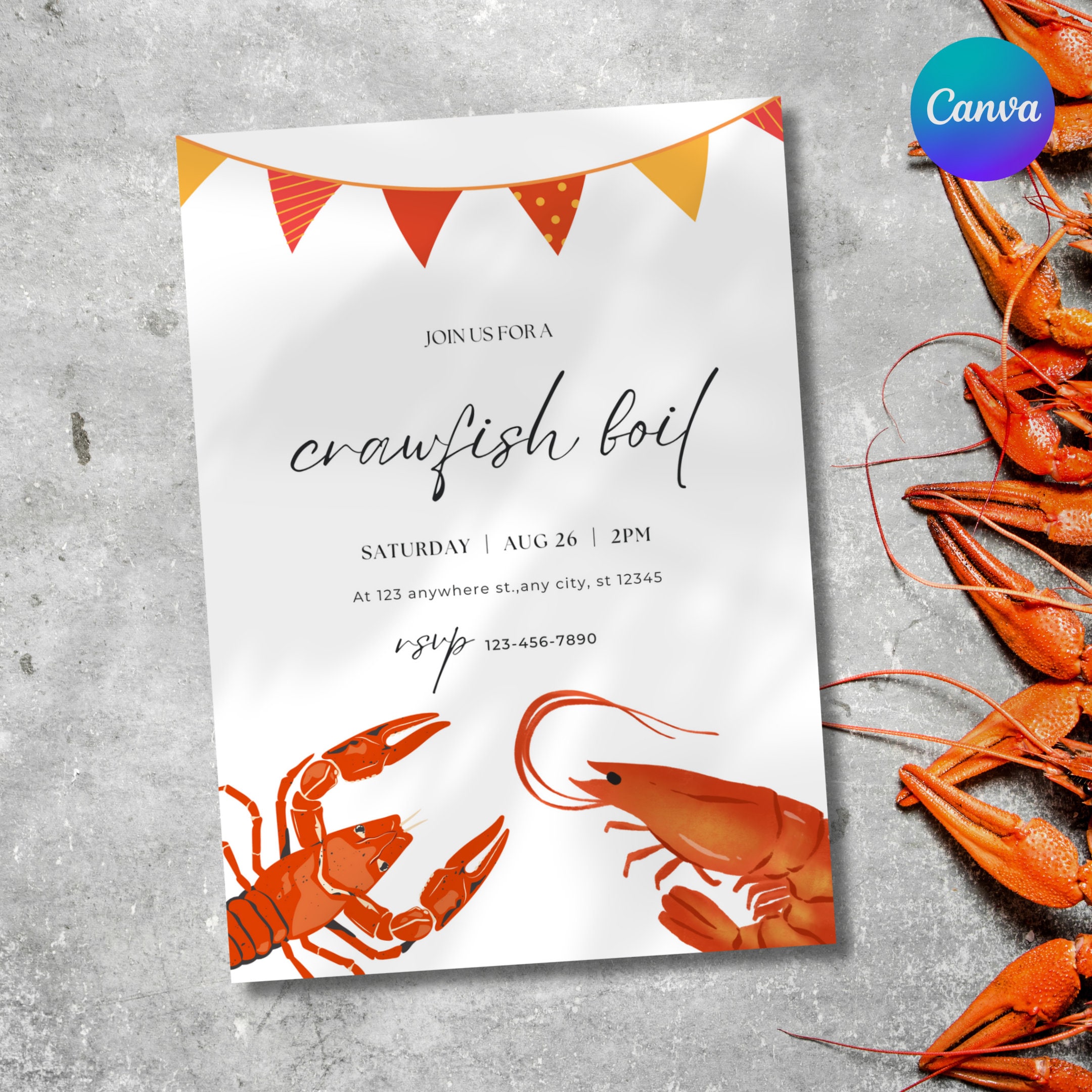 Crawfish Boil Party Invite Watercolor Crawfish Invitation - Etsy