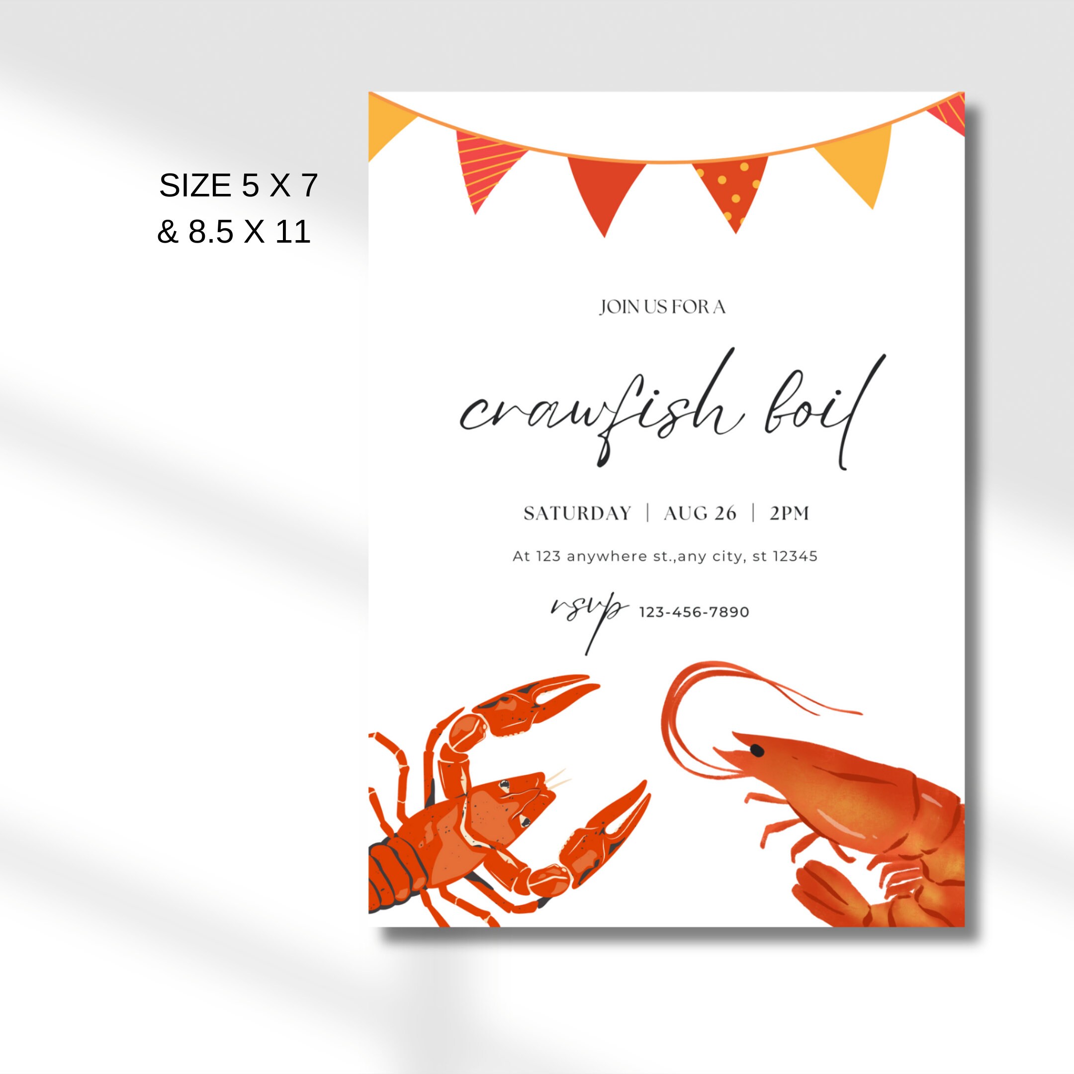 Crawfish Boil Party Invite Watercolor Crawfish Invitation - Etsy