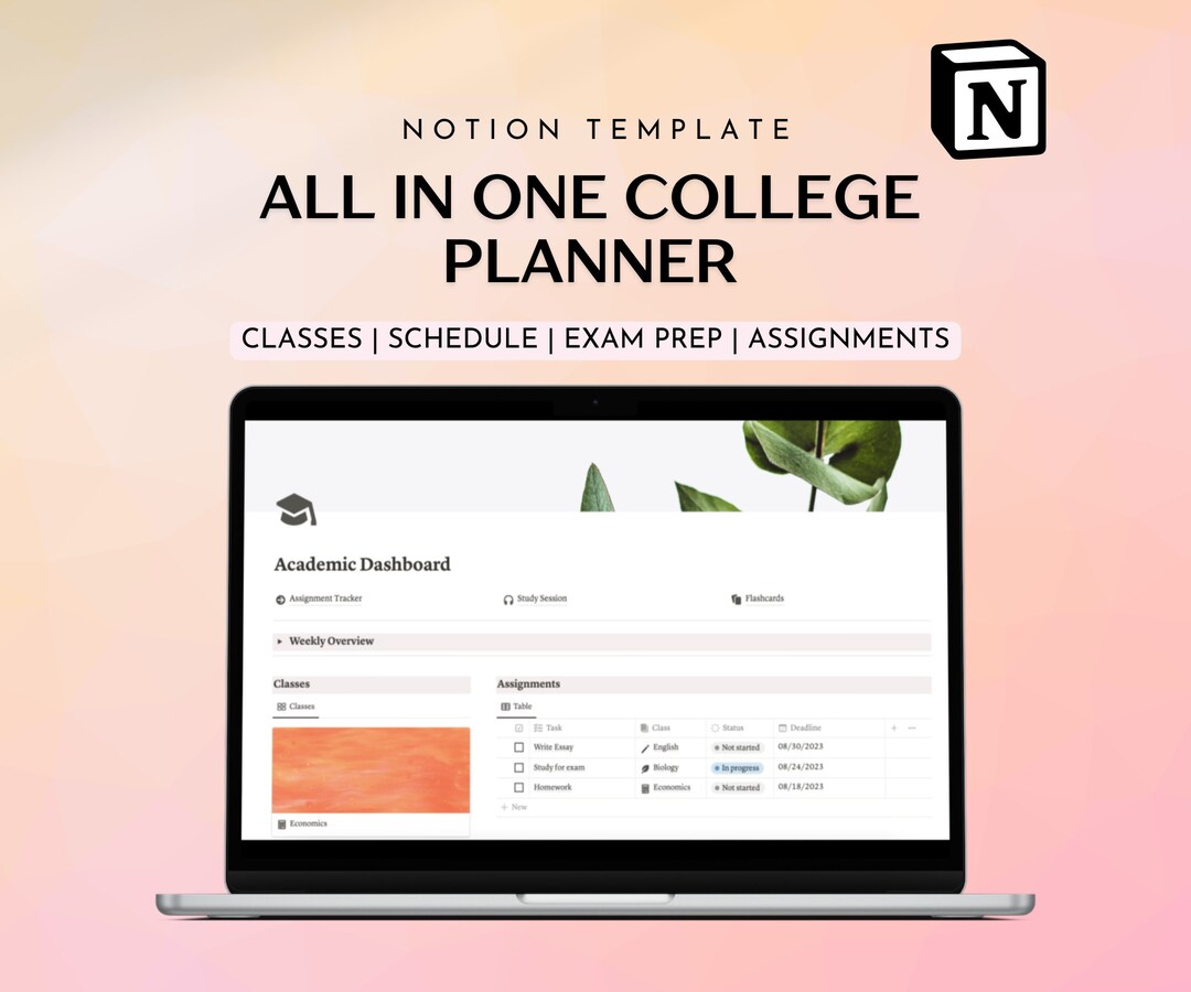 2024 Notion College Planner Assignment Tracker Notion Template 2023 ...