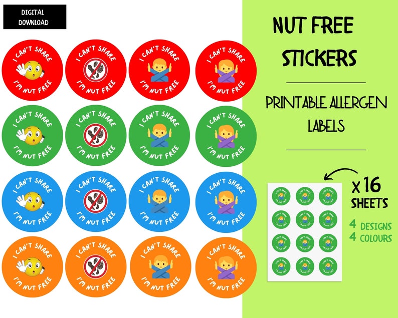 Buy Nut Free Sticker, Nut Free Label, Nut Allergy Sticker, Nut Allergy ...