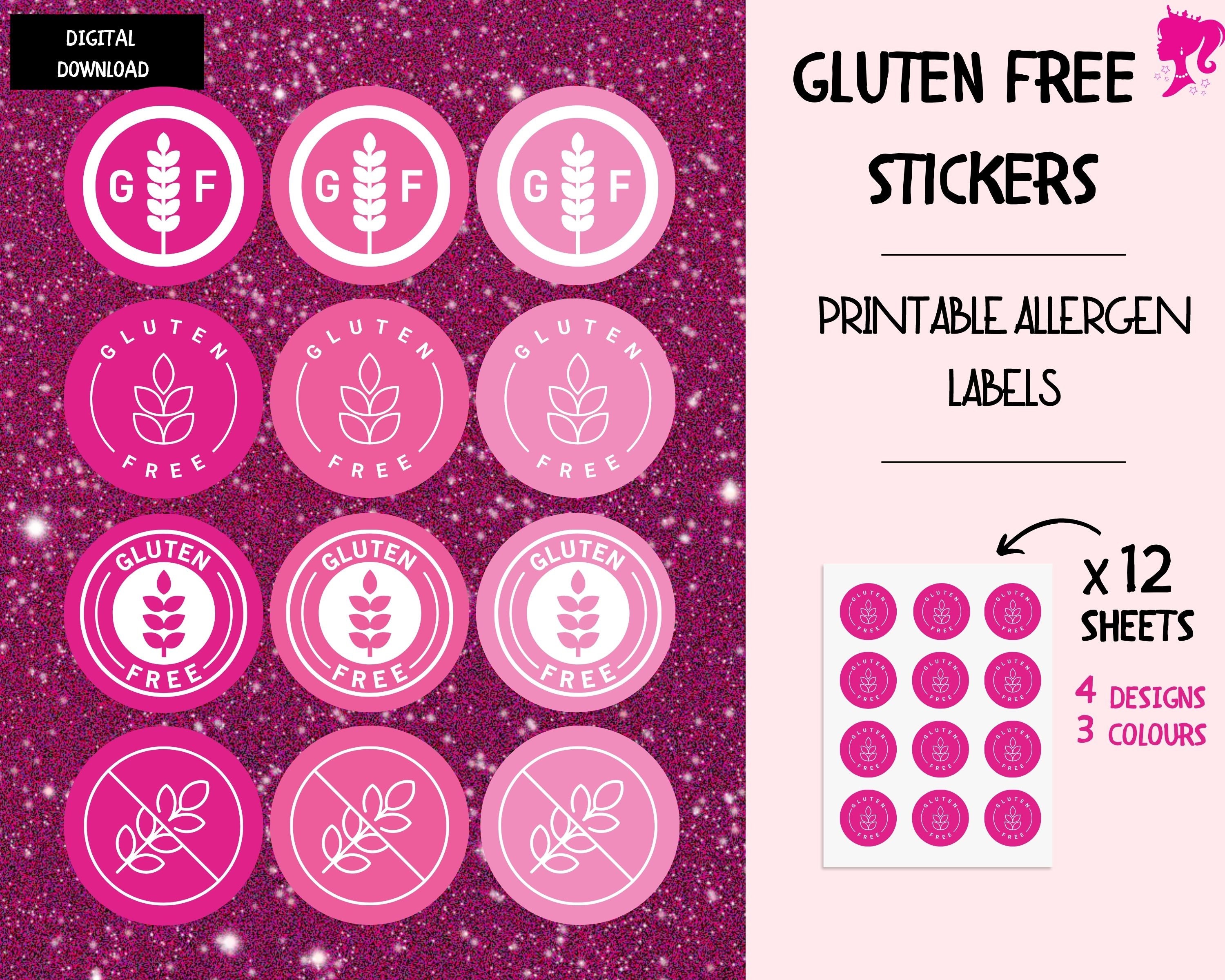 Gluten Free Sticker, Gluten Free Label, Gluten Allergy Label, Allergy ...