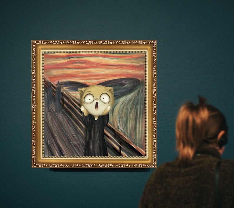 The Ginger Cat as the Scream by Edvard Munch Painting - Etsy