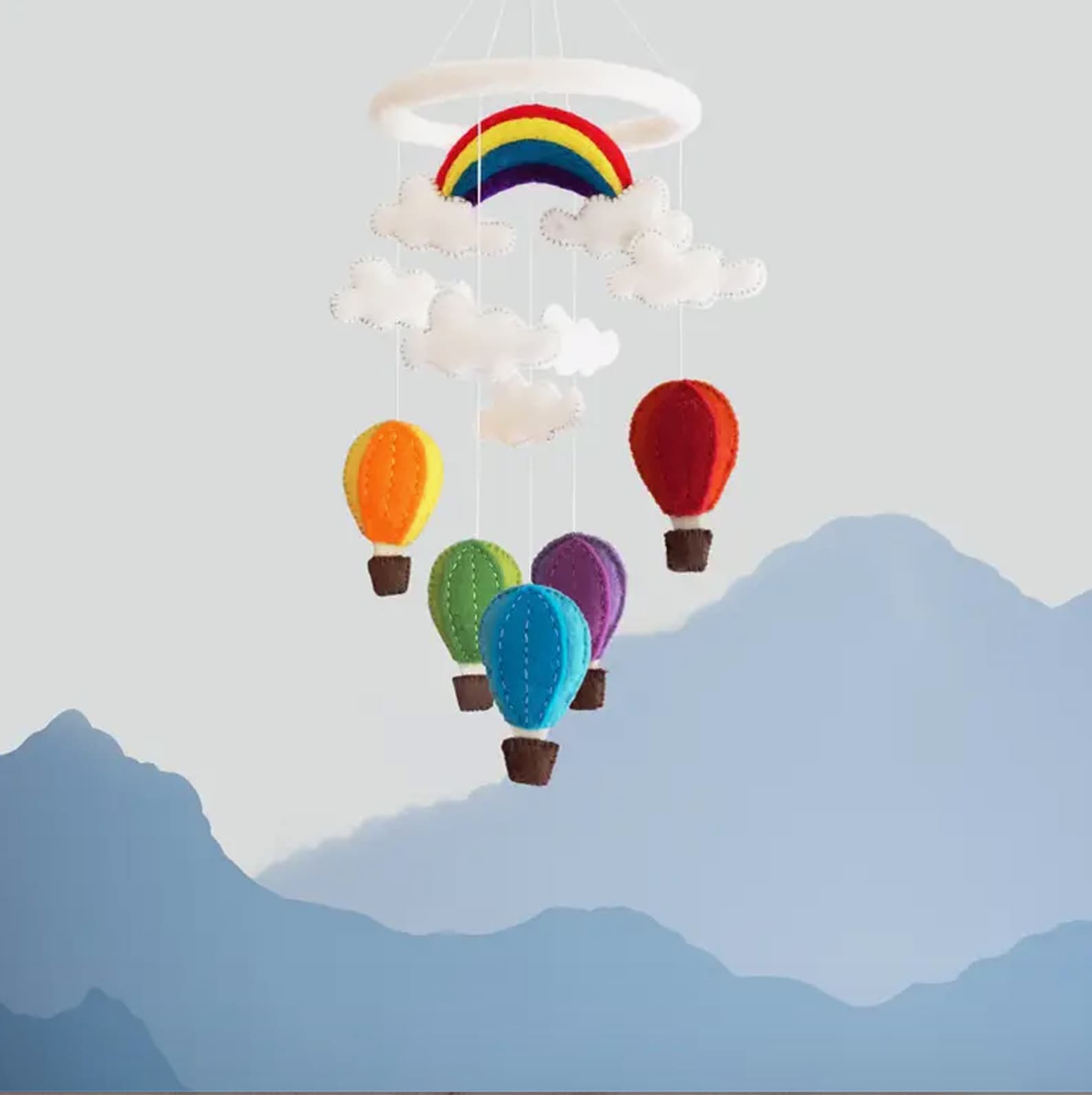 Baby Crib Mobile-hot Air Balloon Mobile for Nursery-rainbow Mobile ...