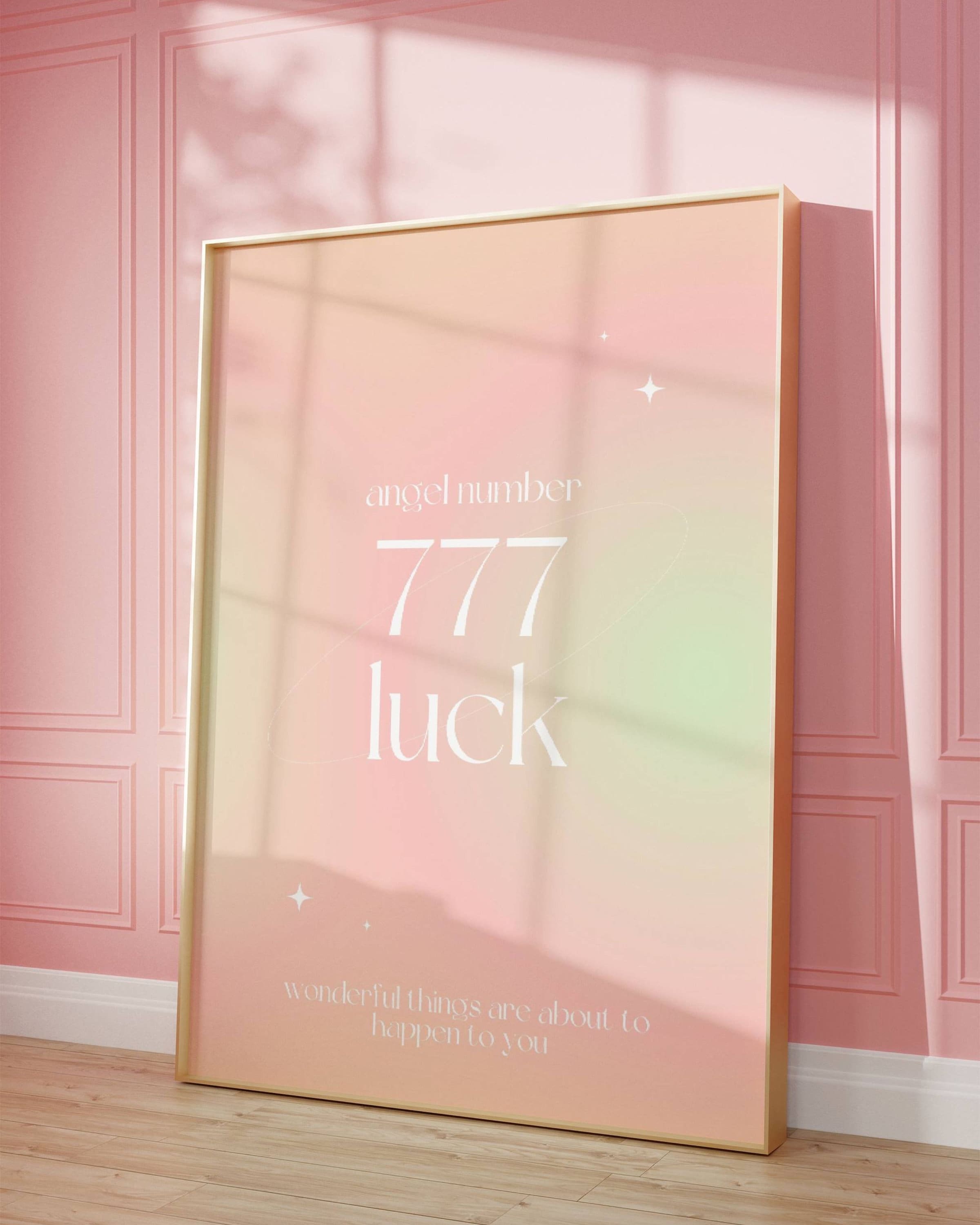 Angel Number 777 Luck Aura Print Retro Aura Gradient Poster Angel ...