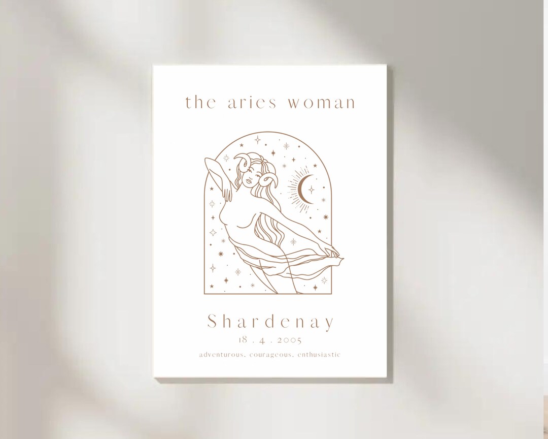 Aries Custom Name 'the Aries Woman' Zodiac Print | Personalized ...
