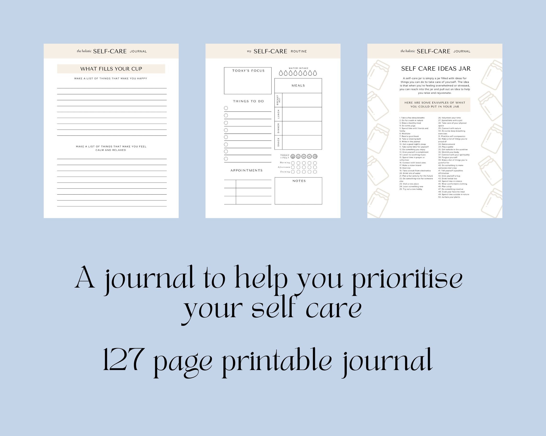 Self Care Journal Digital Download Holistic Self Care Journal Workbook ...