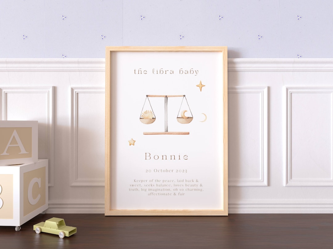 Custom Libra Baby Zodiac Print: Personalized Star Sign Gift (digital ...