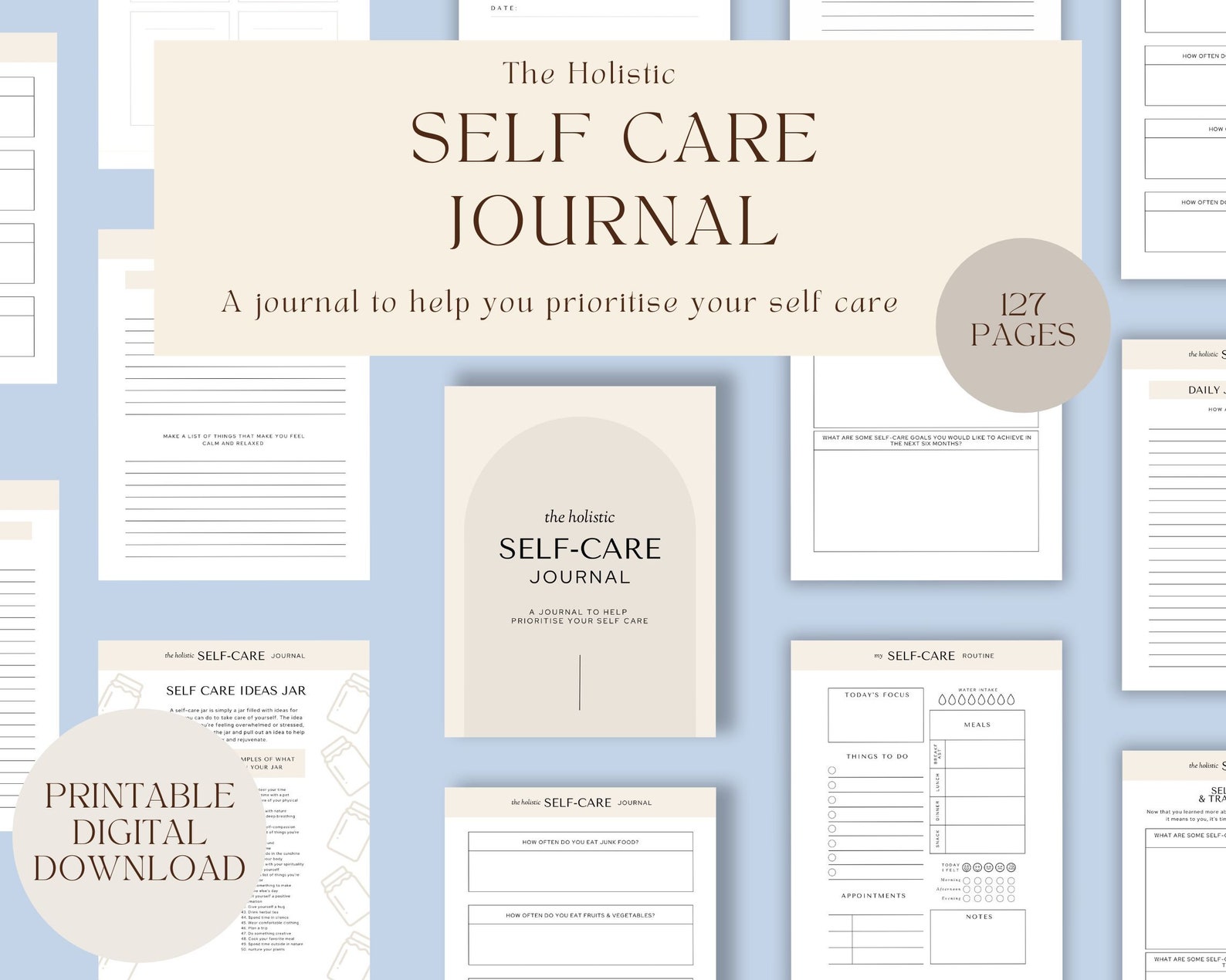 Self Care Journal Digital Download Holistic Self Care Journal Workbook Nurturing Mind, Body ...