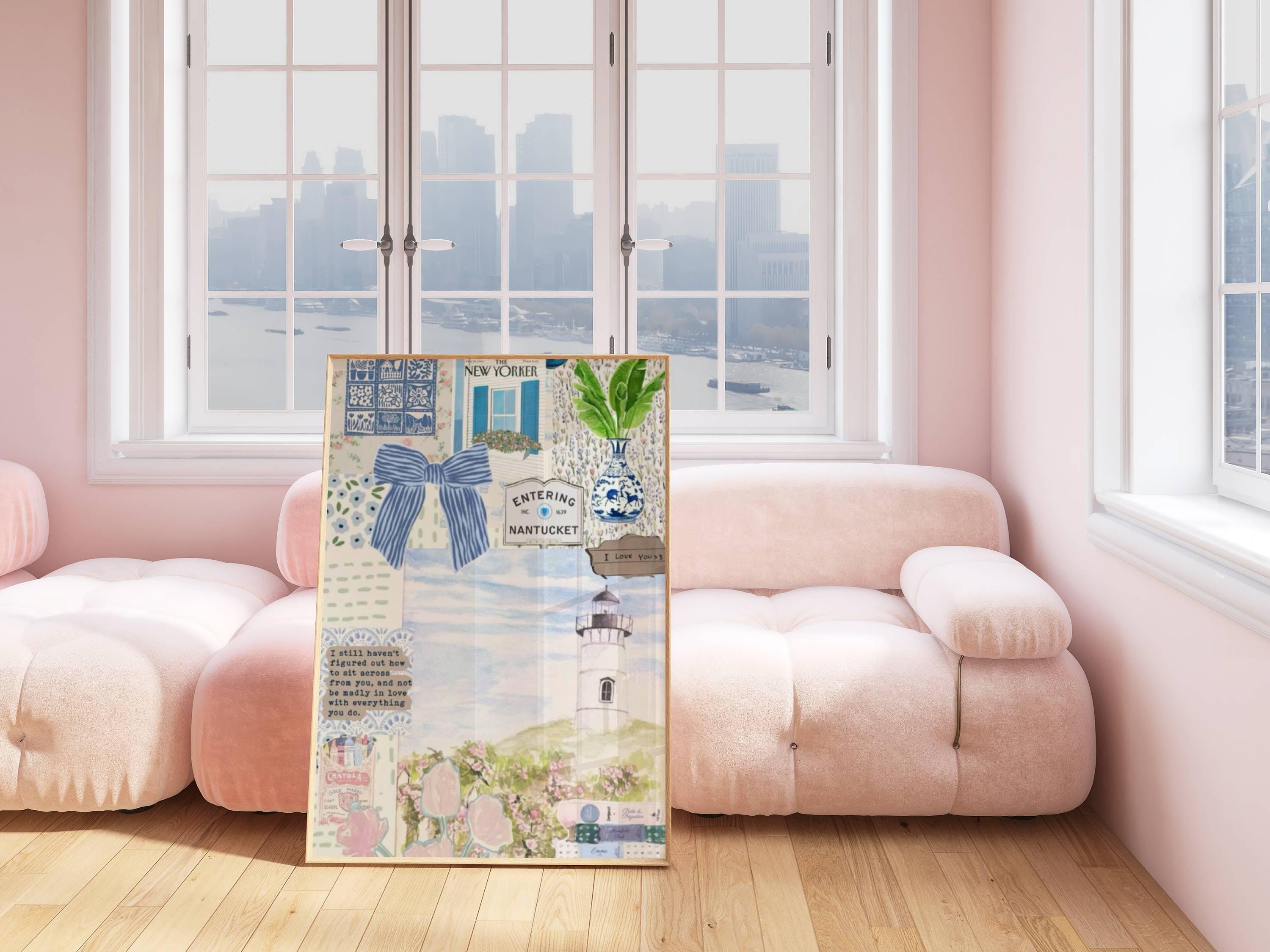 Pink Preppy Trending Vision Board Collage Vase With Flowers Floral ...