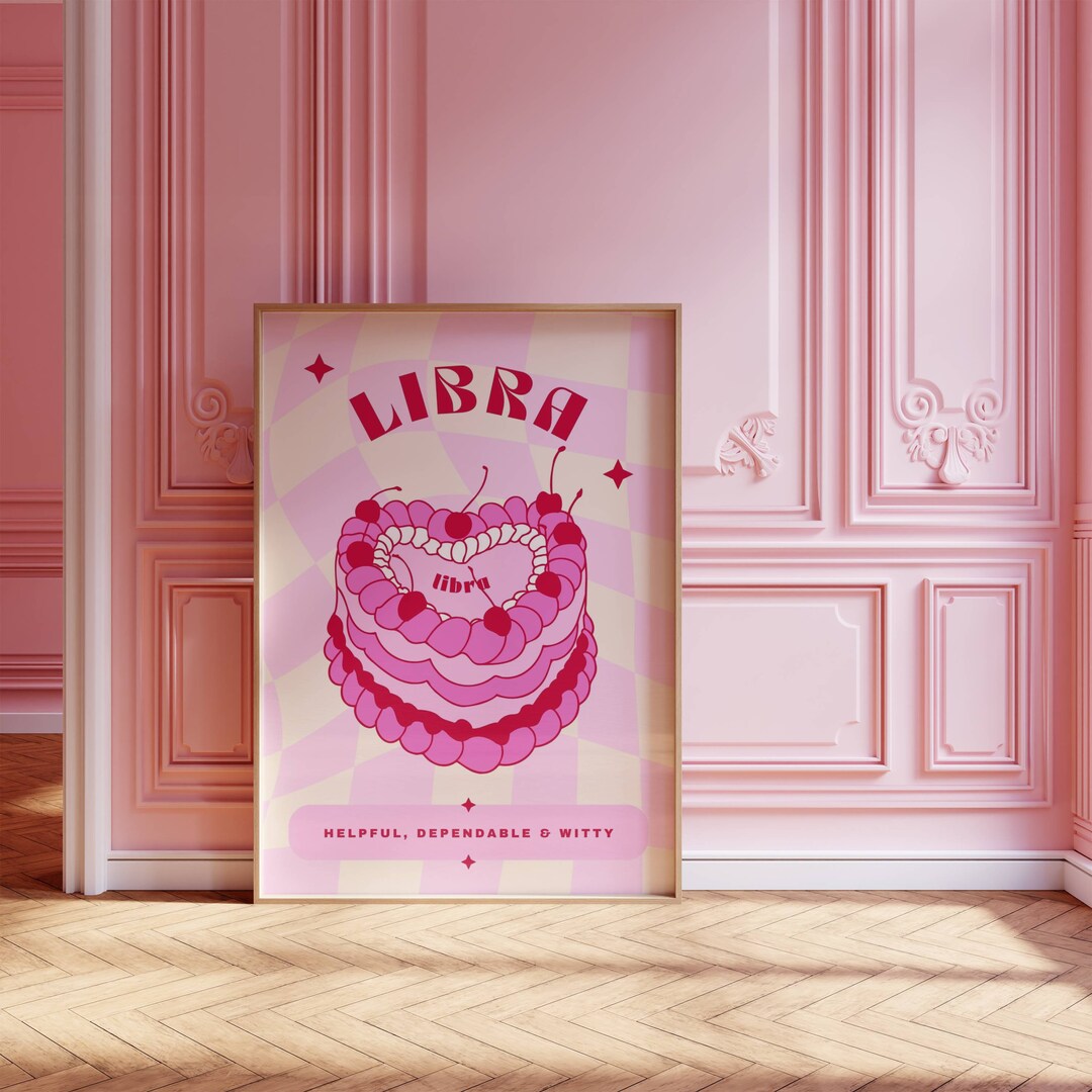 Libra Birthday Cake Zodiac Star Sign Print Astrological Wall Art ...
