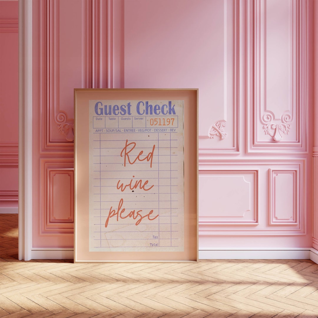 Guest Check Just One More Drink Poster Dorm Decor Funky Wall Art Retro ...