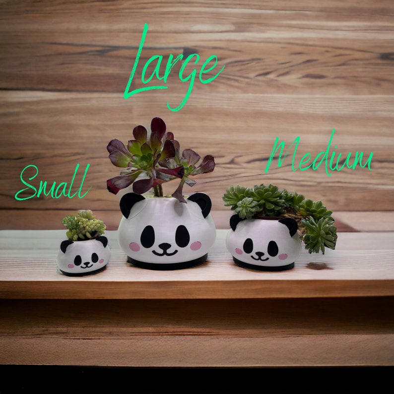 3D Printed Panda Planter Set: Whimsical 3-piece Indoor Garden Pots - Etsy