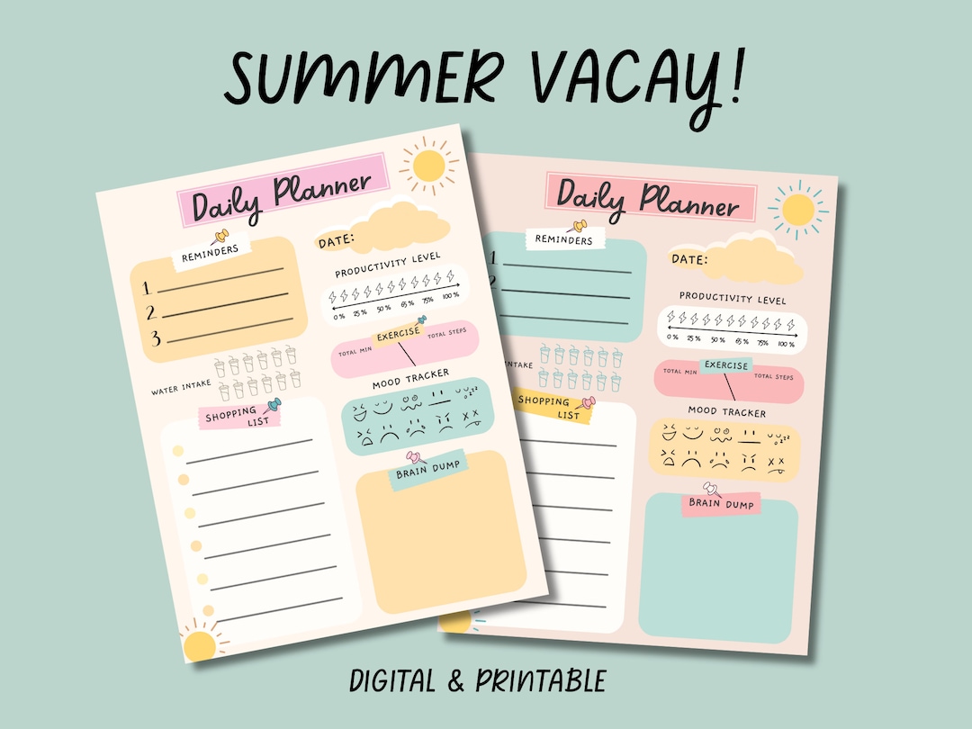Daily Digital Planner (summer Edition) | Downloadable / Printable - Etsy