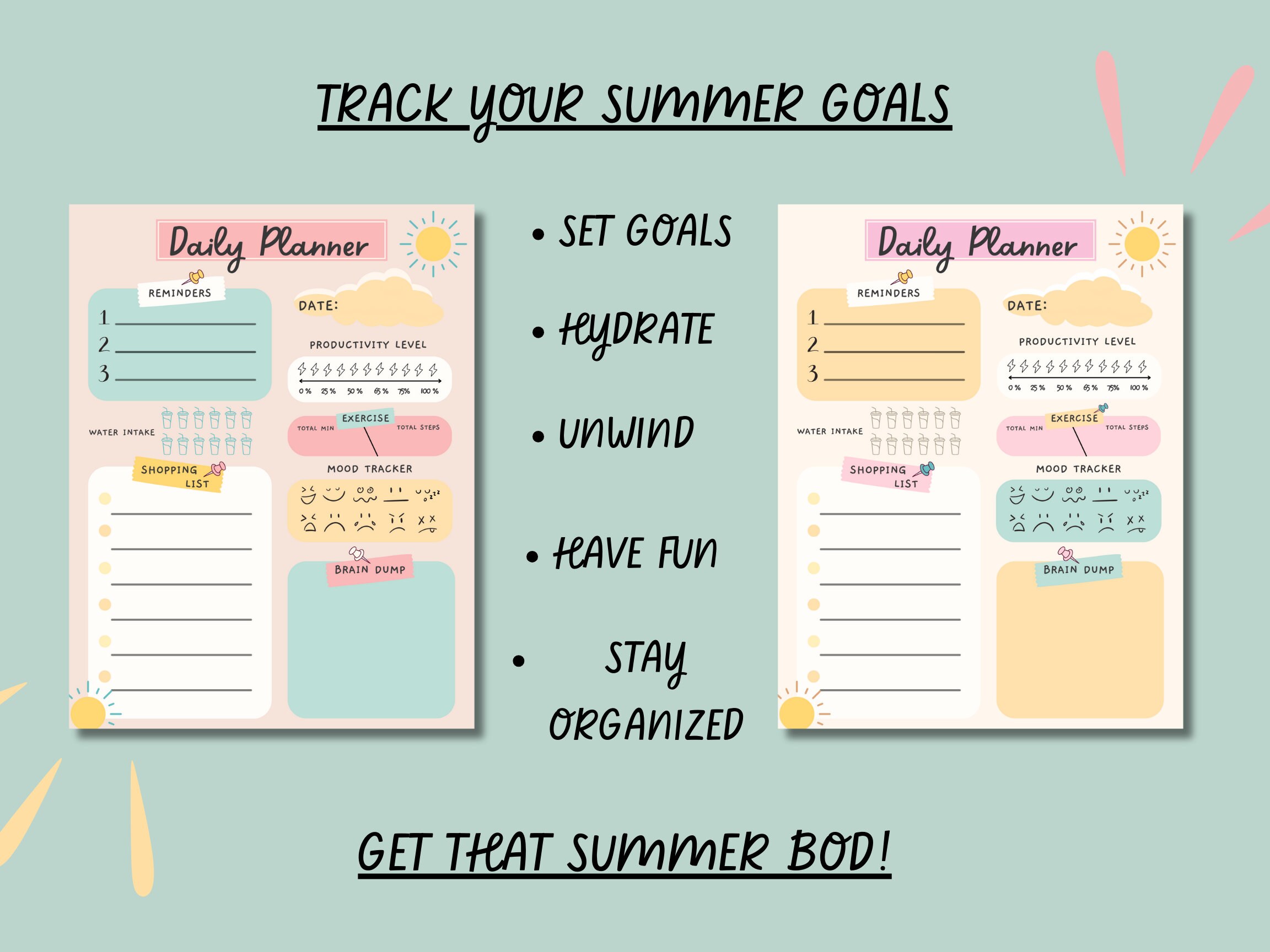 Daily Digital Planner (summer Edition) | Downloadable / Printable - Etsy
