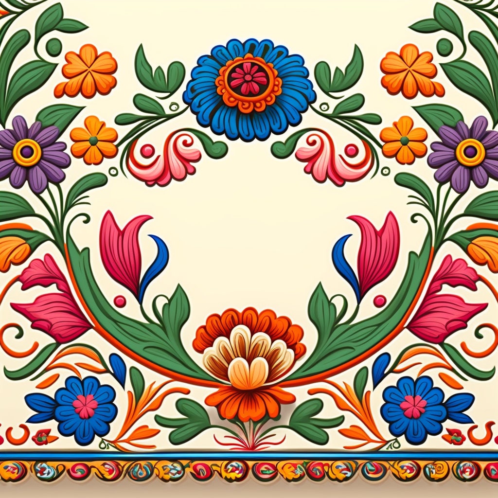 Mexican Flowers - Watercolor Vibrant Floral Clipart-unique Otomi Floral ...