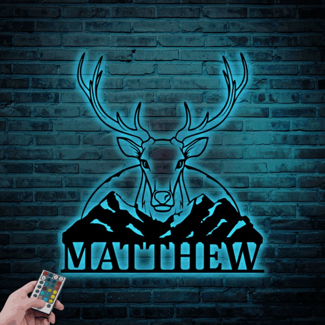 Deer Head Sign With LED Lights Deer Antler Decor Deer Hunter - Etsy
