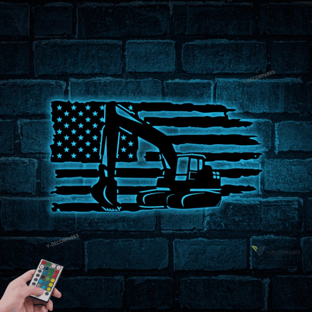 Excavator Signs With LED Lights Excavator Name Sign - Etsy