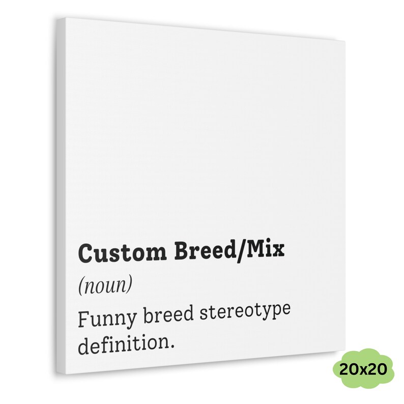 Custom Breed Definition Canvas Print | Gift for Dog Mom, Dad, Lover ...