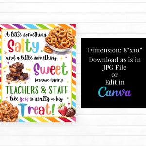 EDITABLE Salty and Sweet Appreciation Sign, Teacher Thank You Treat ...