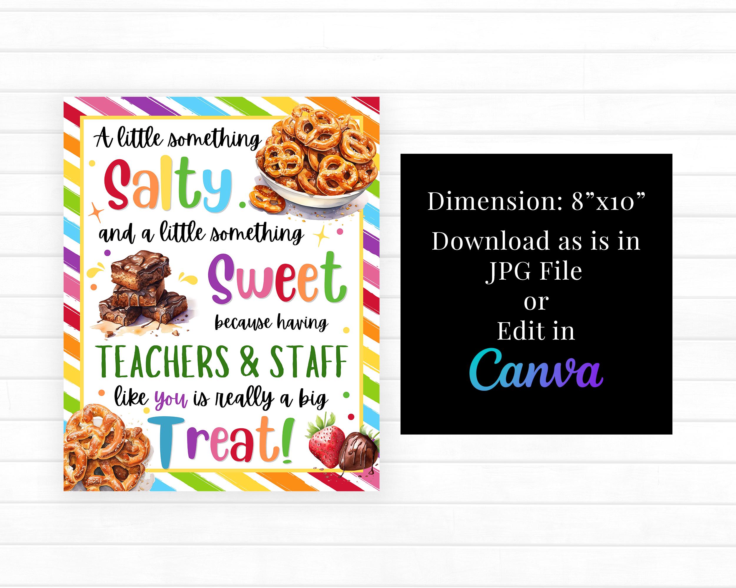 EDITABLE Salty and Sweet Appreciation Sign, Teacher Thank You Treat ...