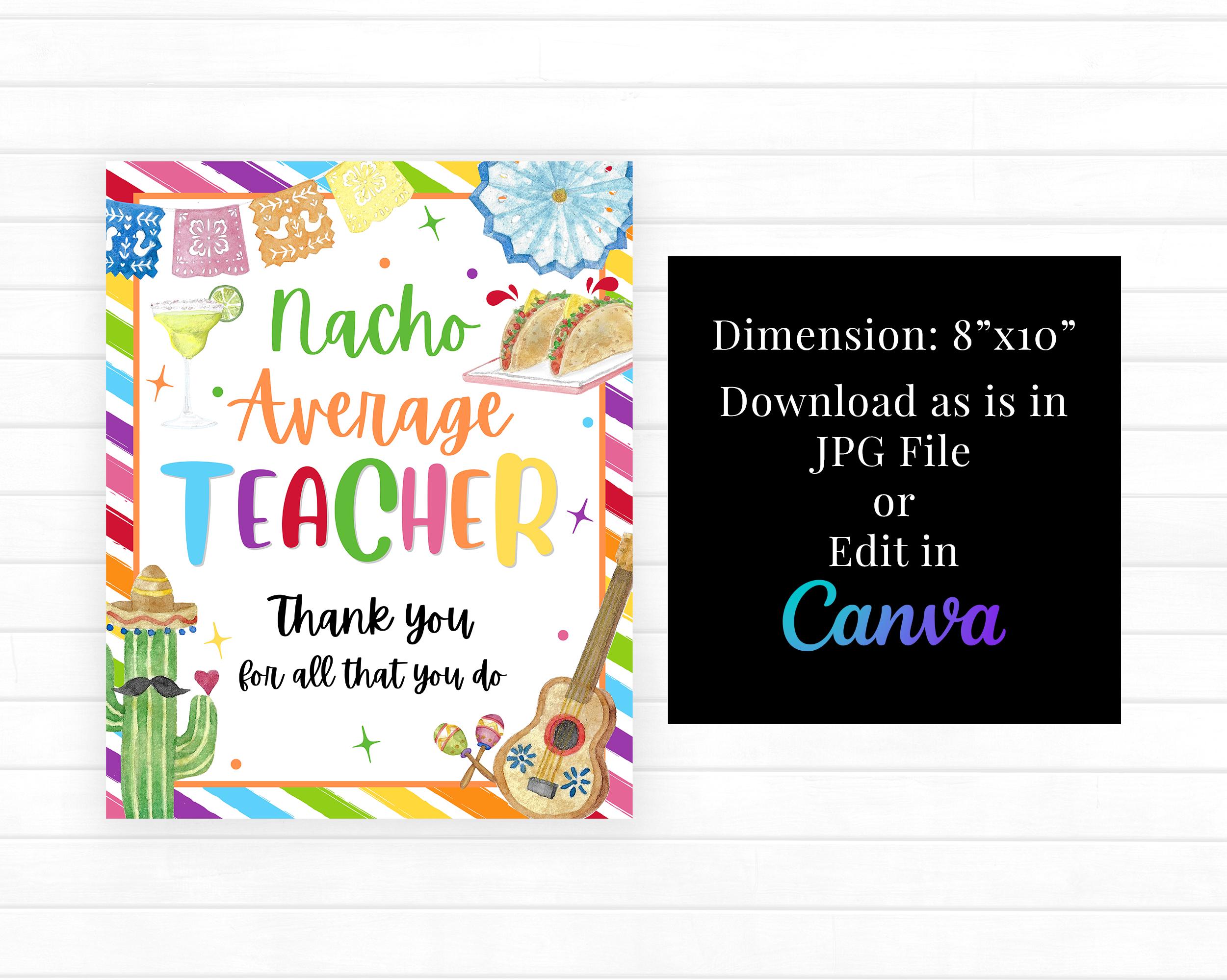 EDITABLE Nachos Teacher Appreciation Sign, Mexican Food Teacher ...
