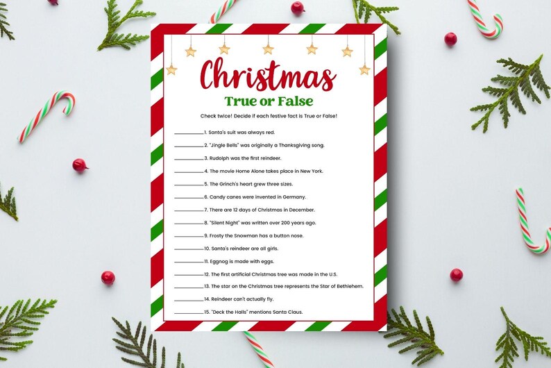 Christmas True or False Game, Printable Christmas Games for Kids and ...