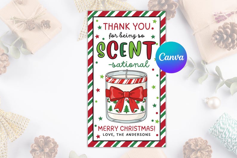 Editable Christmas Thank You for Being so Scentsational Gift Tag ...