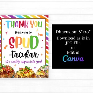 EDITABLE Teacher Appreciation Sign, Baked Potato Bar Appreciation ...