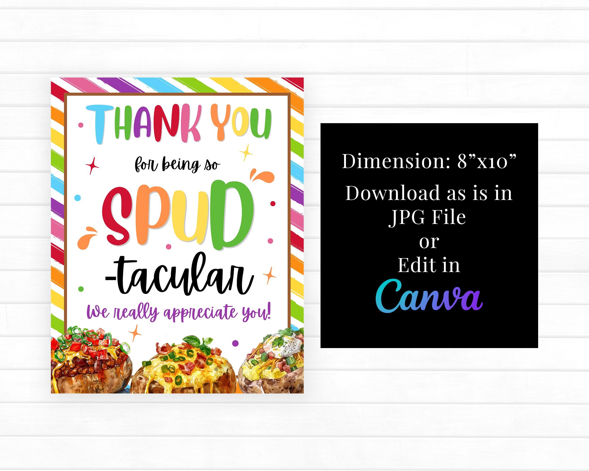 EDITABLE Teacher Appreciation Sign, Baked Potato Bar Appreciation ...