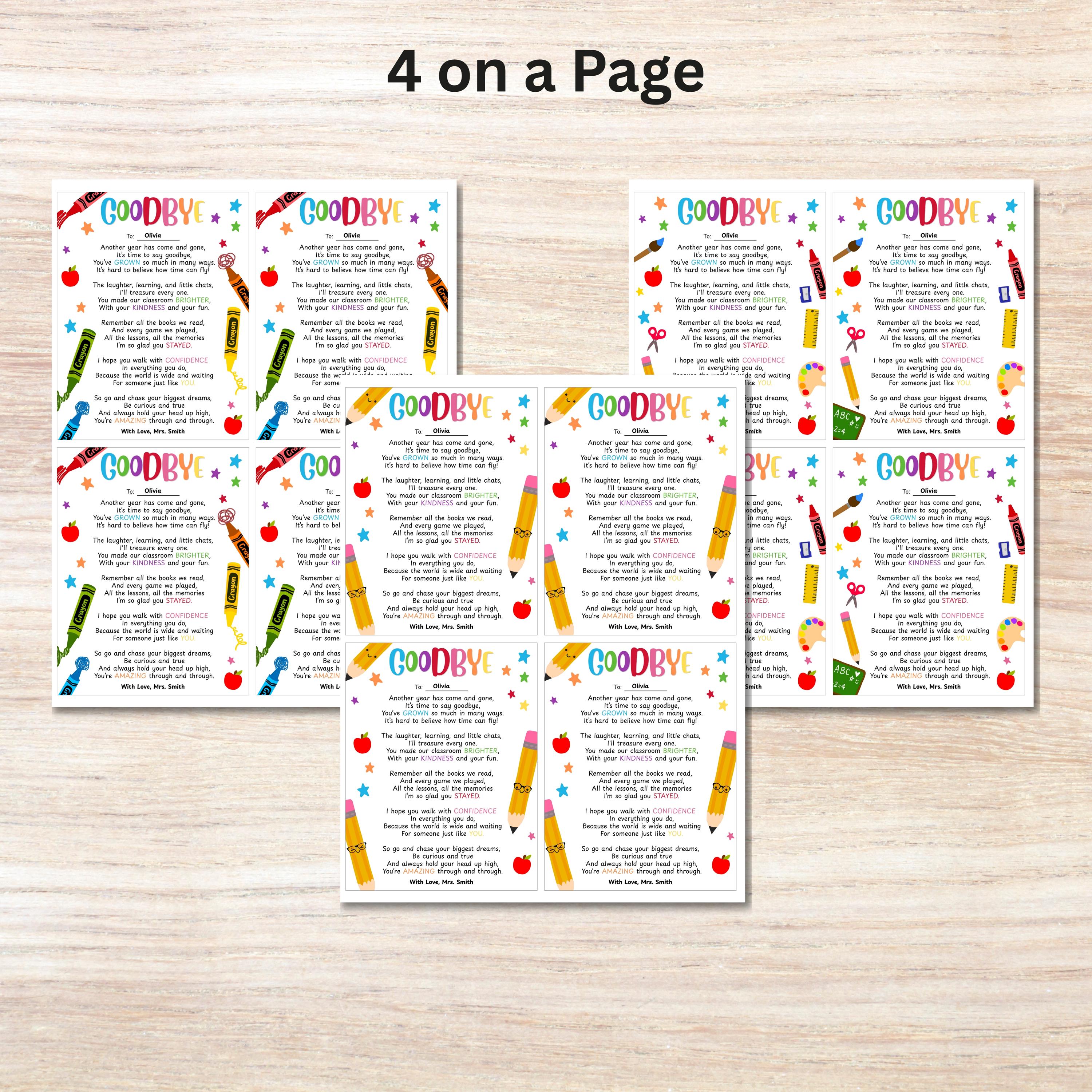 EDITABLE End of School Year Letter for Students, Goodbye Letter From ...