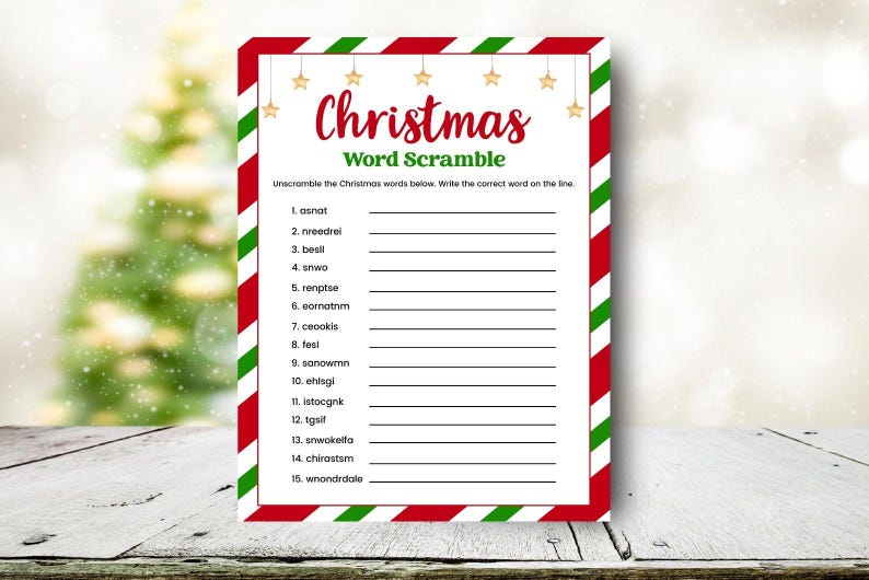 Christmas Word Scramble, Printable Christmas Games for Kids and Adults ...