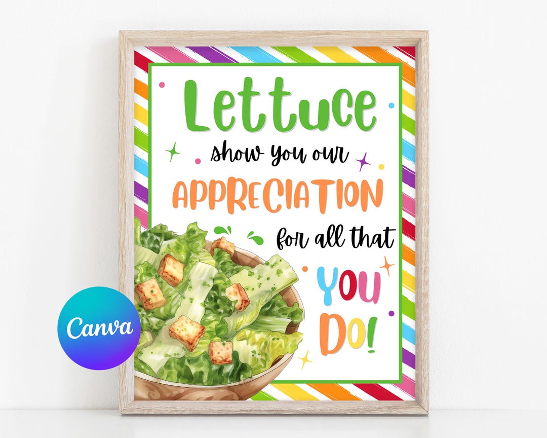 EDITABLE Lettuce Teacher Appreciation Sign, Salad Bar Appreciation ...